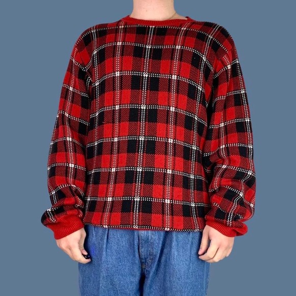 American Vintage | Sweaters | Vintage 9s Plaid Knit Sweater | Poshmark
